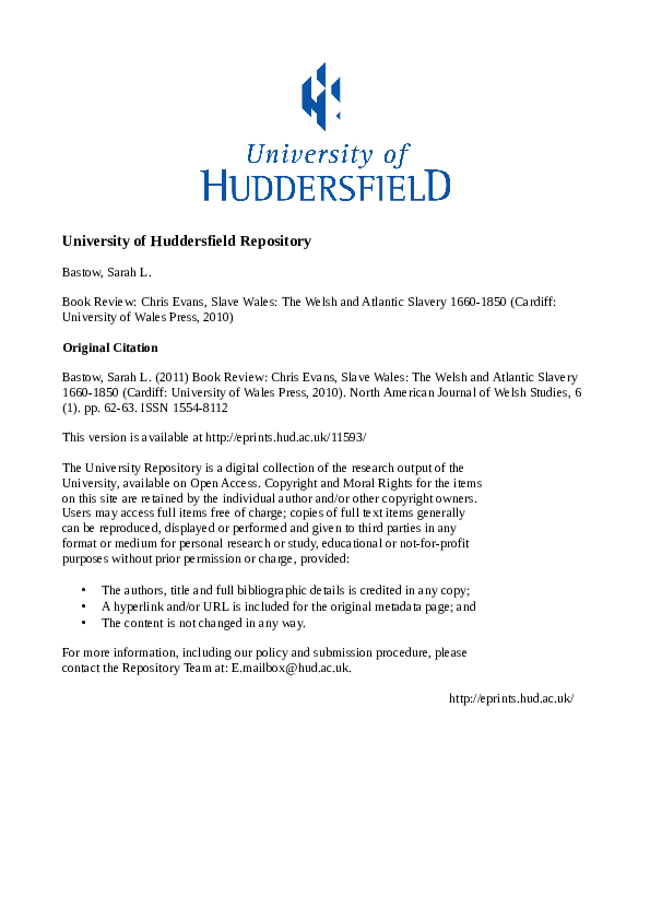 (PDF) Book Review: Chris Evans, Slave Wales: The Welsh and Atlantic ...