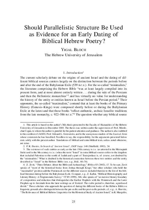 (PDF) Should Parallelistic Structure Be Used as Evidence for an Early ...
