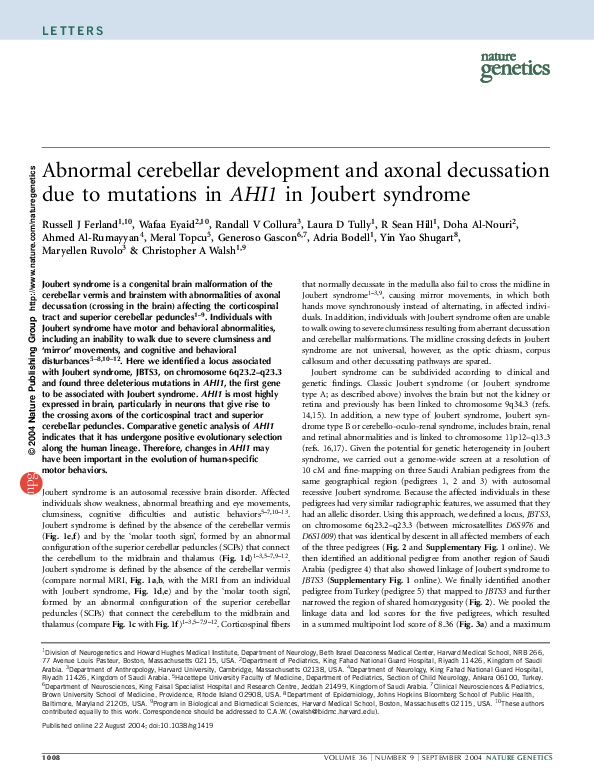 (PDF) Abnormal cerebellar development and axonal decussation due to ...