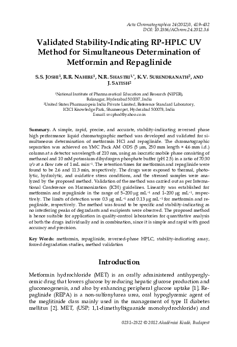 (PDF) Validated stability-indicating RP-HPLC UV method for simultaneous determination of ...