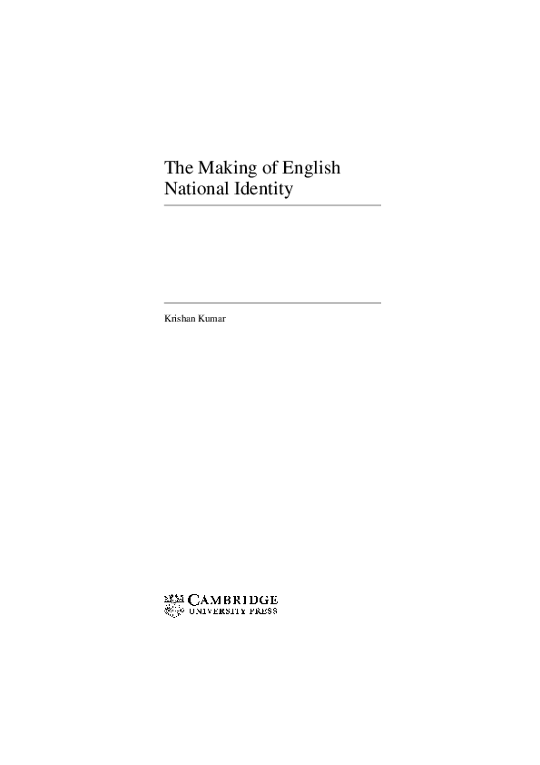 (PDF) The Importance of Being English: National Identity and ...