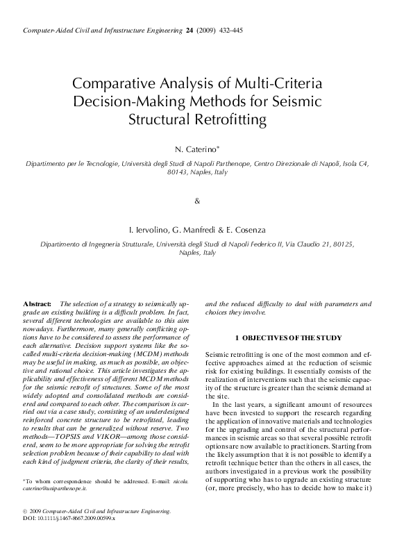 (PDF) Comparative Analysis of Multi-Criteria Decision-Making Methods for Seismic Structural ...