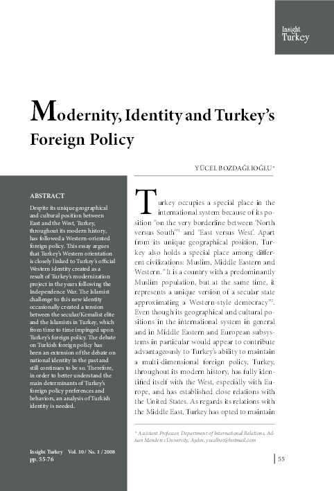 (PDF) Modernity, Identity and Turkey's Foreign Policy