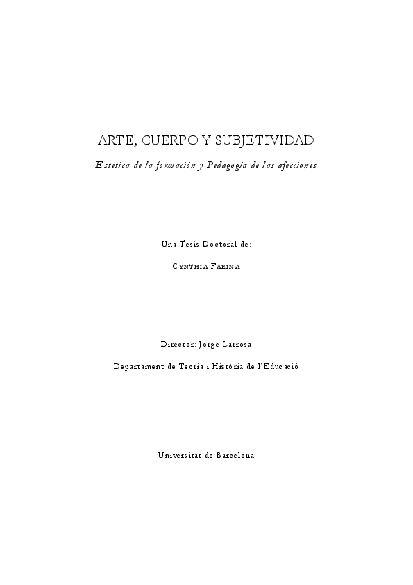 (PDF) Arte, cuerpo y subjetividad