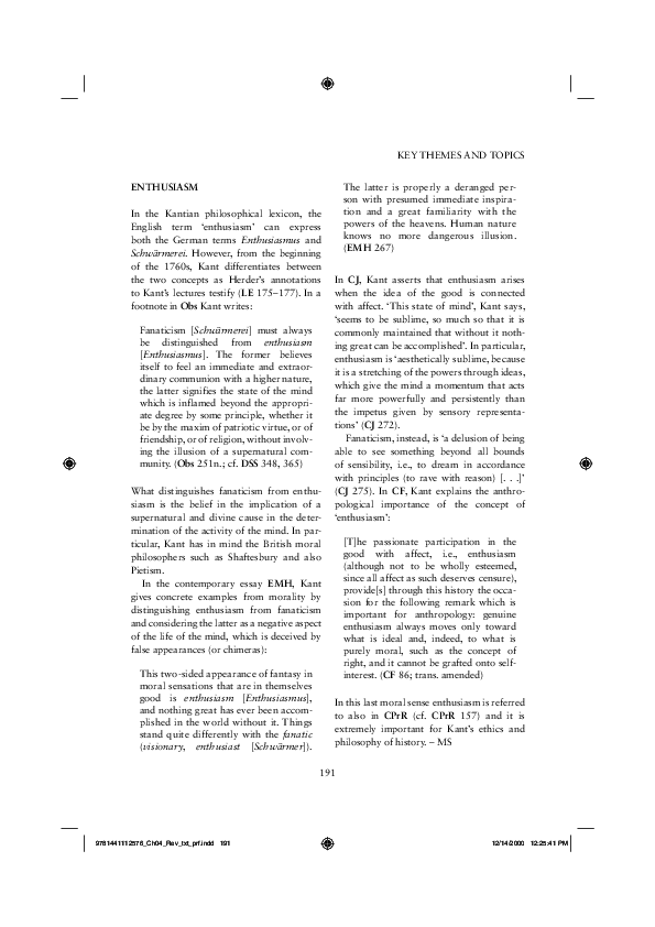 (PDF) Enthusiasm, in Gary Banham, Dennis Schulting and Nigel Hems (eds ...