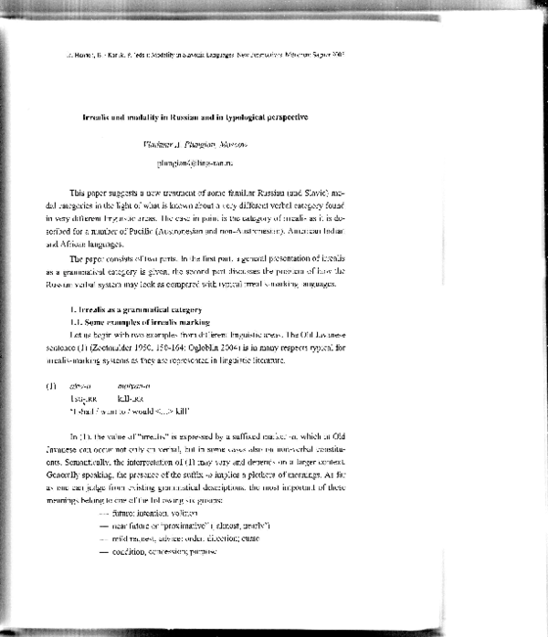 (PDF) Irrealis and modality in Russian and in a typological perspective