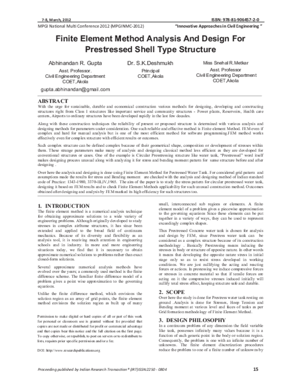(PDF) Finite Element Method Analysis And Design For Prestressed Shell ...