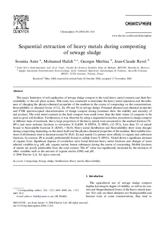 (PDF) Sequential extraction of heavy metals during composting of sewage ...