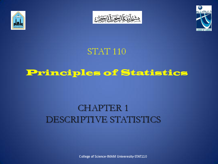 (PPT) Chapter 1: Principles of Statistics