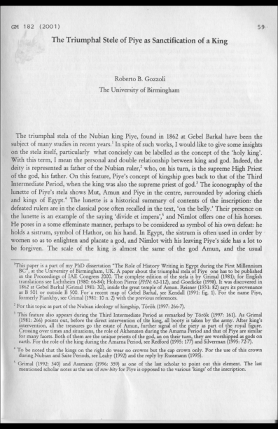 (PDF) The Triumphal Stele of Piye as Sanctification of a King
