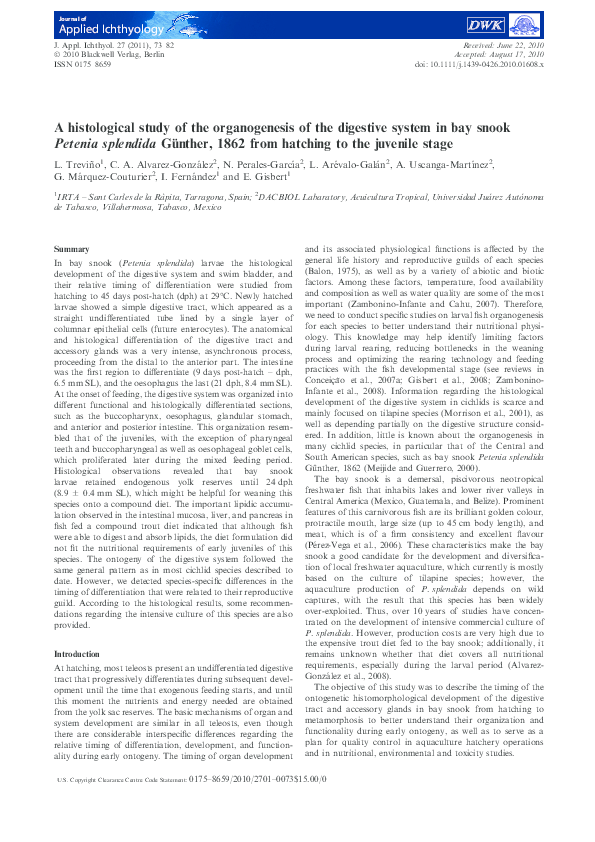 (PDF) A histological study of the organogenesis of the digestive system ...