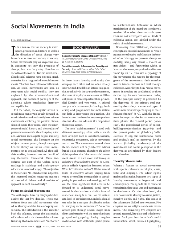 (PDF) Social movements in India: a review of literature