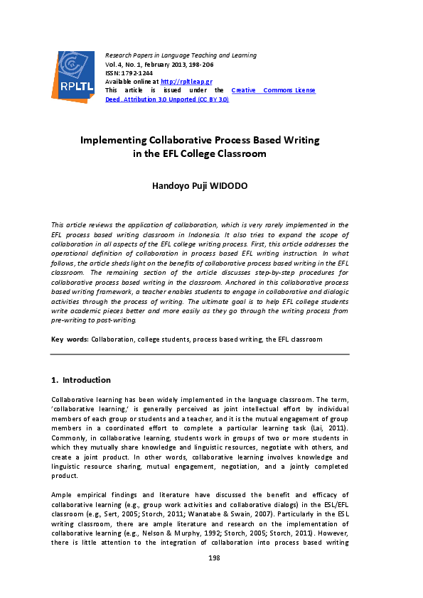 (PDF) Collaborative Process Based EFL Writing