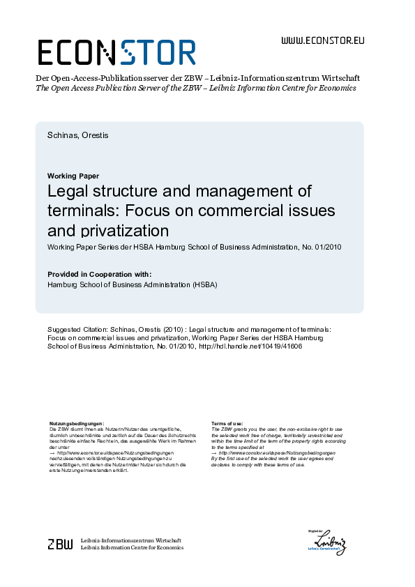 (PDF) Legal structure and management of terminals: Focus on commercial issues and privatization