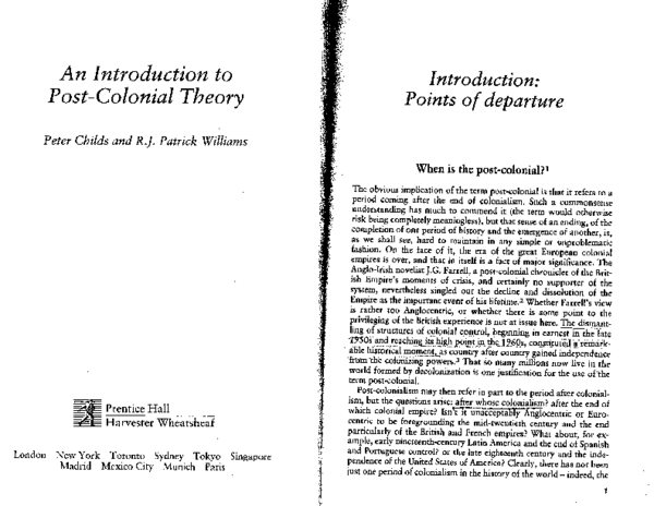 (PDF) An introduction to post-colonial theory