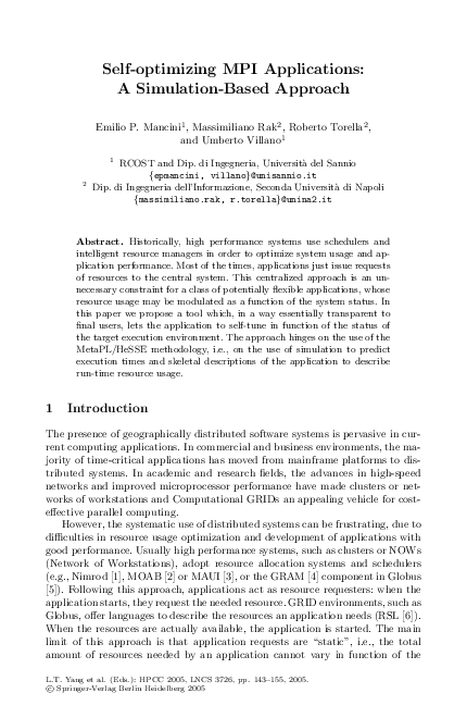 (PDF) Self-optimizing mpi applications: A simulation-based approach