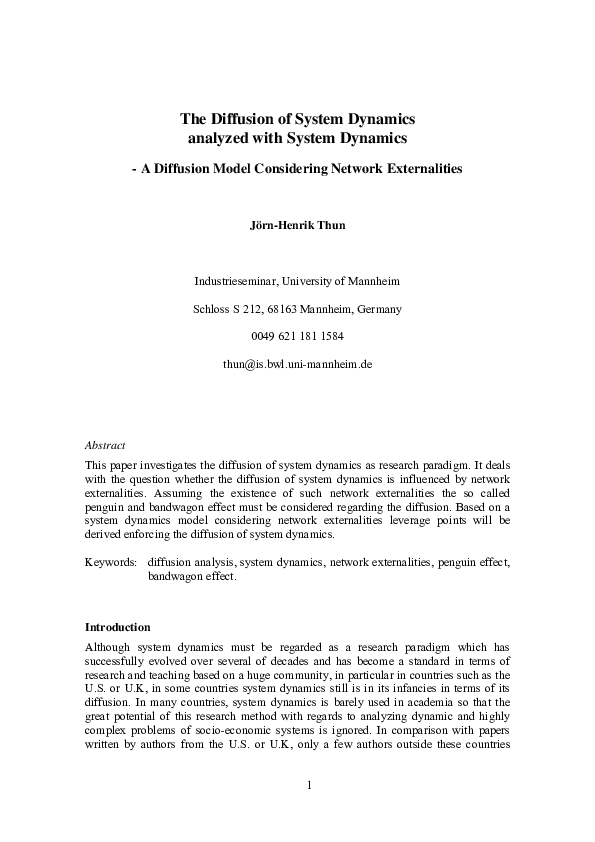 (PDF) The Diffusion of System Dynamics analyzed with System Dynamics ...