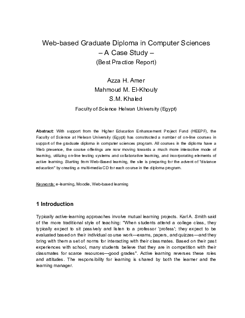 (PDF) Web-based Graduate Diploma in Computer Sciences–A Case Study–