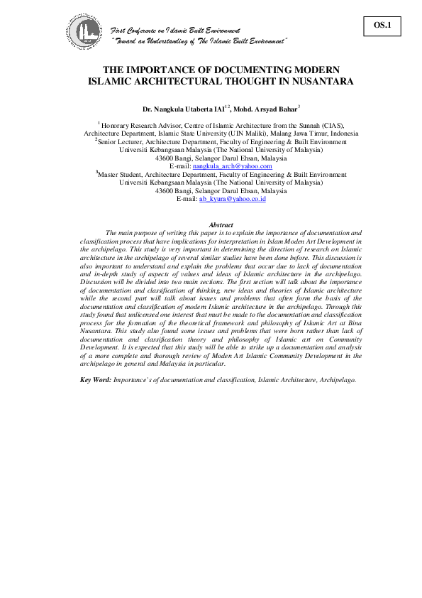 (PDF) 2012 – UNISBA FIRST CONFERENCE ON ISLAMIC BUILT ENVIRONMENT: THE ...