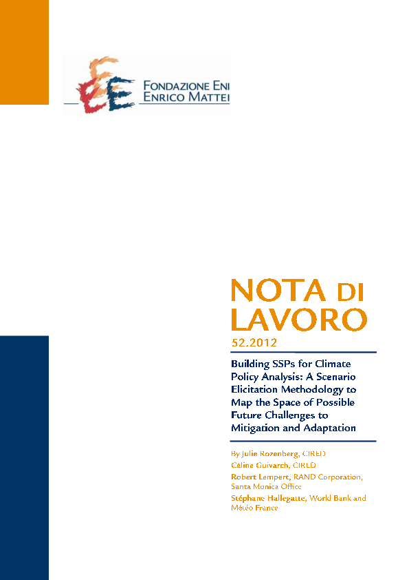 (PDF) Building SSPs for Climate Policy Analysis: A Scenario Elicitation ...