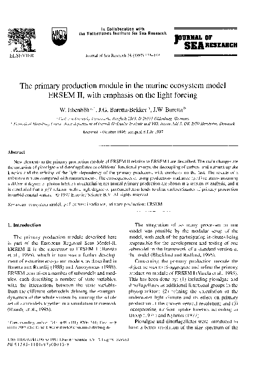 (PDF) The primary production module in the marine ecosystem model ERSEM ...