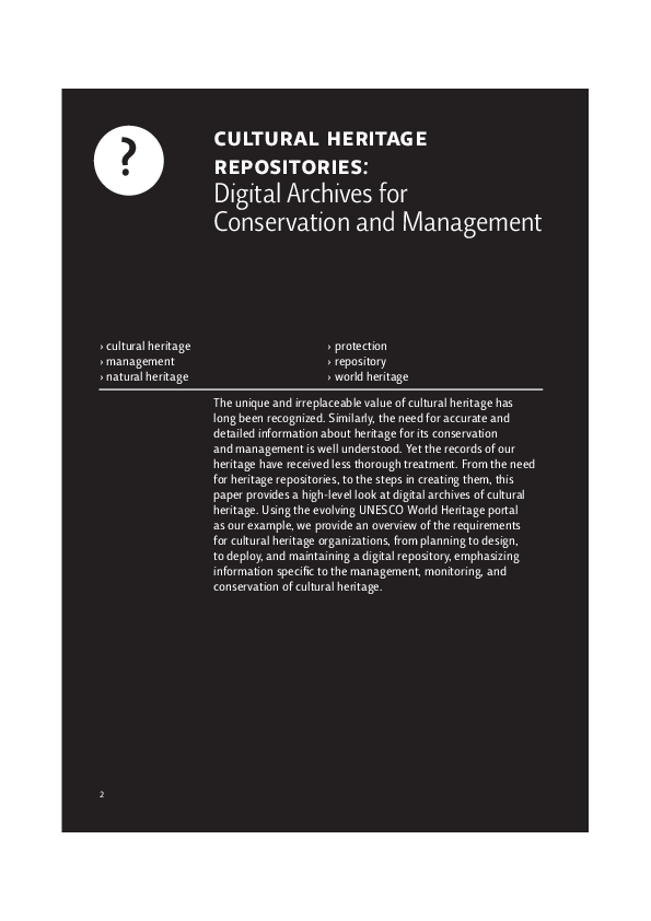 (PDF) Cultural Heritage Repositories: Digital Archives for Culture and ...