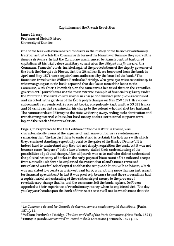 (DOC) Capitalism and The French Revolution