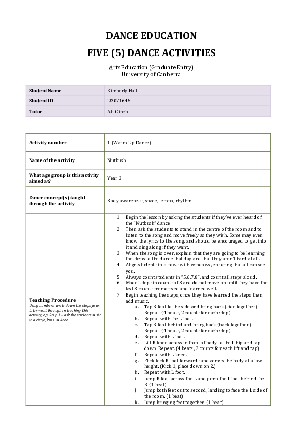 (PDF) Dance Folio & Dance Statement