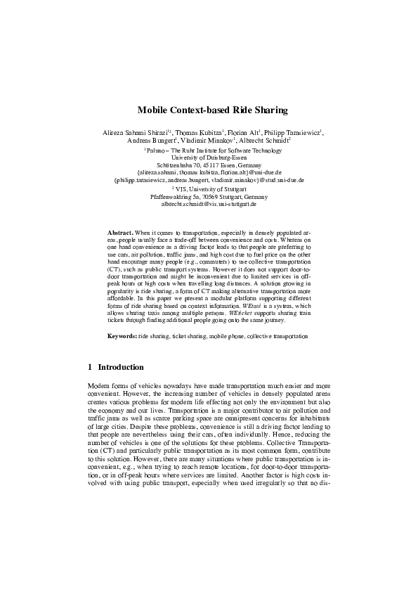 (PDF) Mobile Context-based Ride Sharing