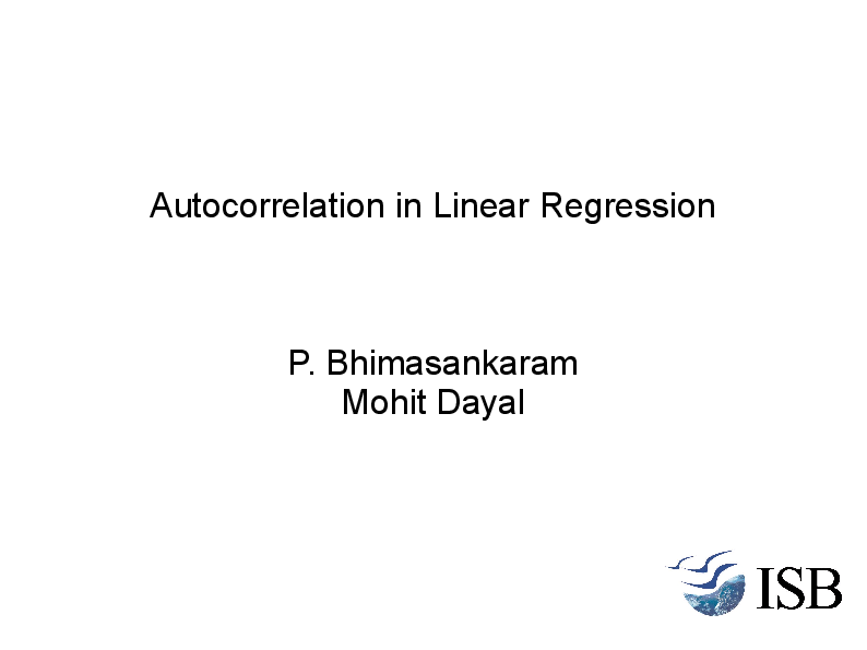 Pdf Autocorrelation In Linear Regression