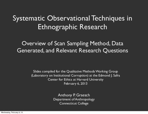 (PDF) Systematic observational techniques in ethnographic research ...
