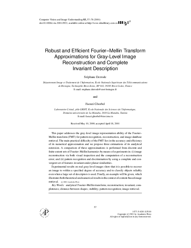 (PDF) Robust and efficient Fourier–Mellin transform approximations for gray-level image ...
