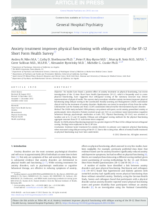 (PDF) Anxiety treatment improves physical functioning with oblique ...