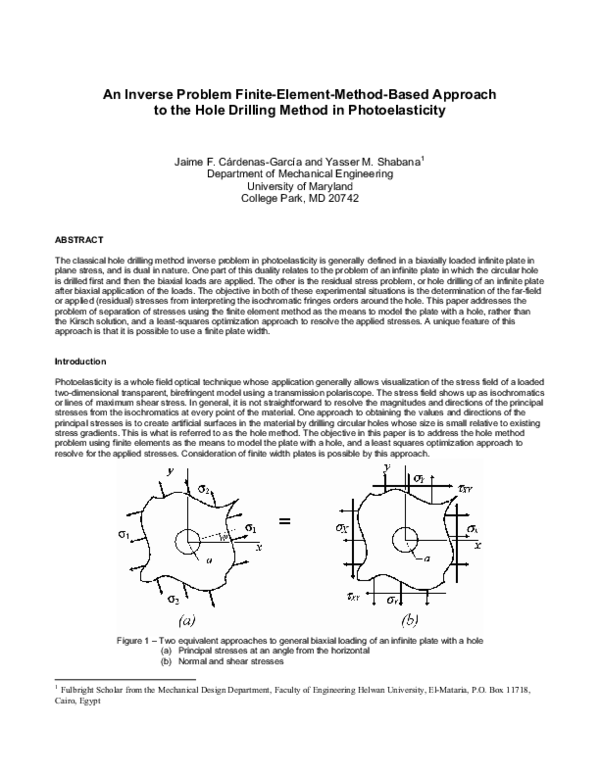 Pdf An Inverse Problem Finite Element Method Based Approach To The 