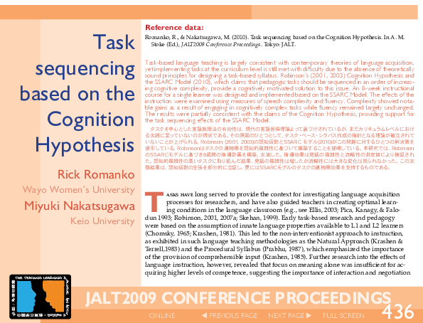 (PDF) Task sequencing based on the Cognition Hypothesis