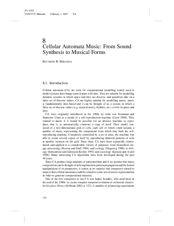 (PDF) Cellular Automata Music: From Sound Synthesis to Musical Forms