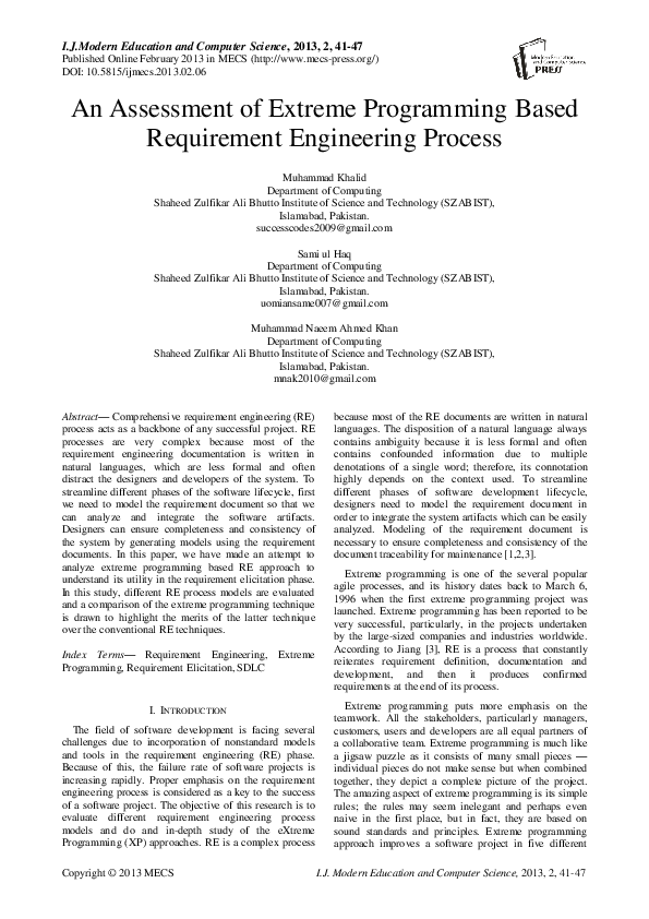 Extreme Programming from an Engineering Economics