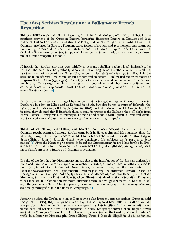 (DOC) The 1804 Serbian Revolution: A Balkan-size French Revolution