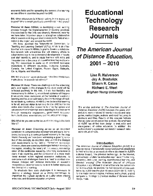 (PDF) The American Journal of Distance Education, 2001-2010