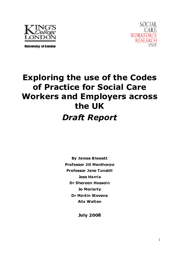 (PDF) Exploring the use of the code of practice for social care workers ...