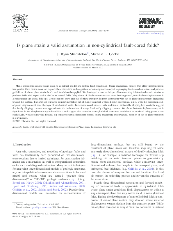 (PDF) Is plane strain a valid assumption in non-cylindrical fault-cored ...