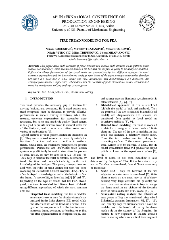 (DOC) Finite Element Tire Tread Modeling Techniques