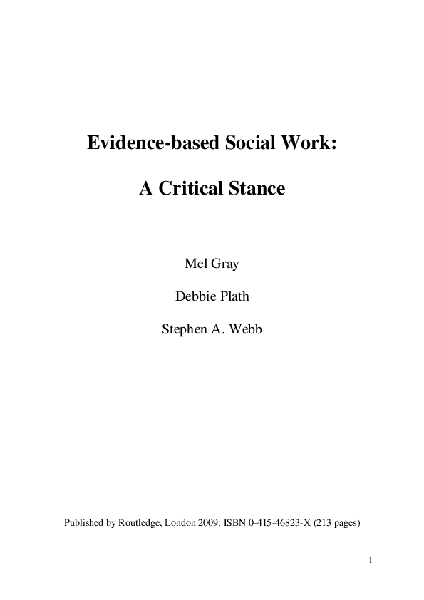 (PDF) Evidence-Based Social Work: A Critical Stance