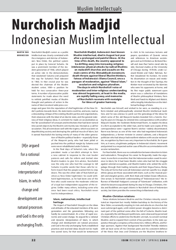 Nurcholish Madjid, Indonesian Muslim intellectual
