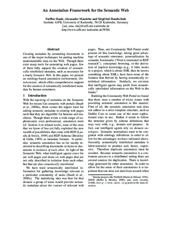 Pdf An Annotation Framework For The Semantic Web