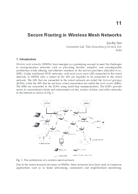 Pdf Secure Routing In Wireless Mesh Networks