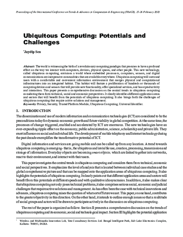 (PDF) Ubiquitous Computing: Potentials and Challenges