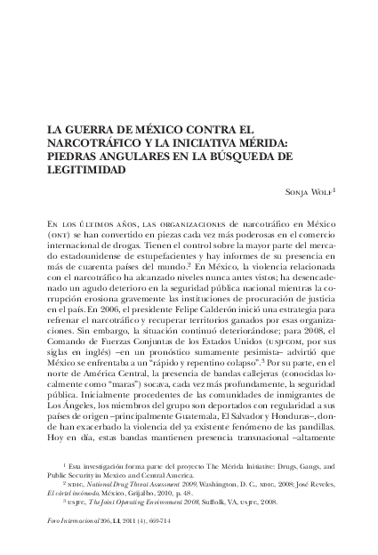 (PDF) La guerra de México contra el narcotráfico y la Iniciativa Mérida: piedras angulares en la ...