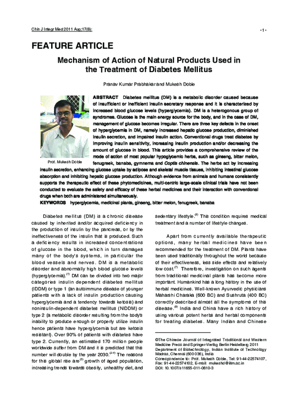 (PDF) Mechanism of action of natural products used in the treatment of ...