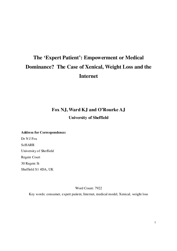 The 'expert patient': empowerment or medical dominance? The case of ...